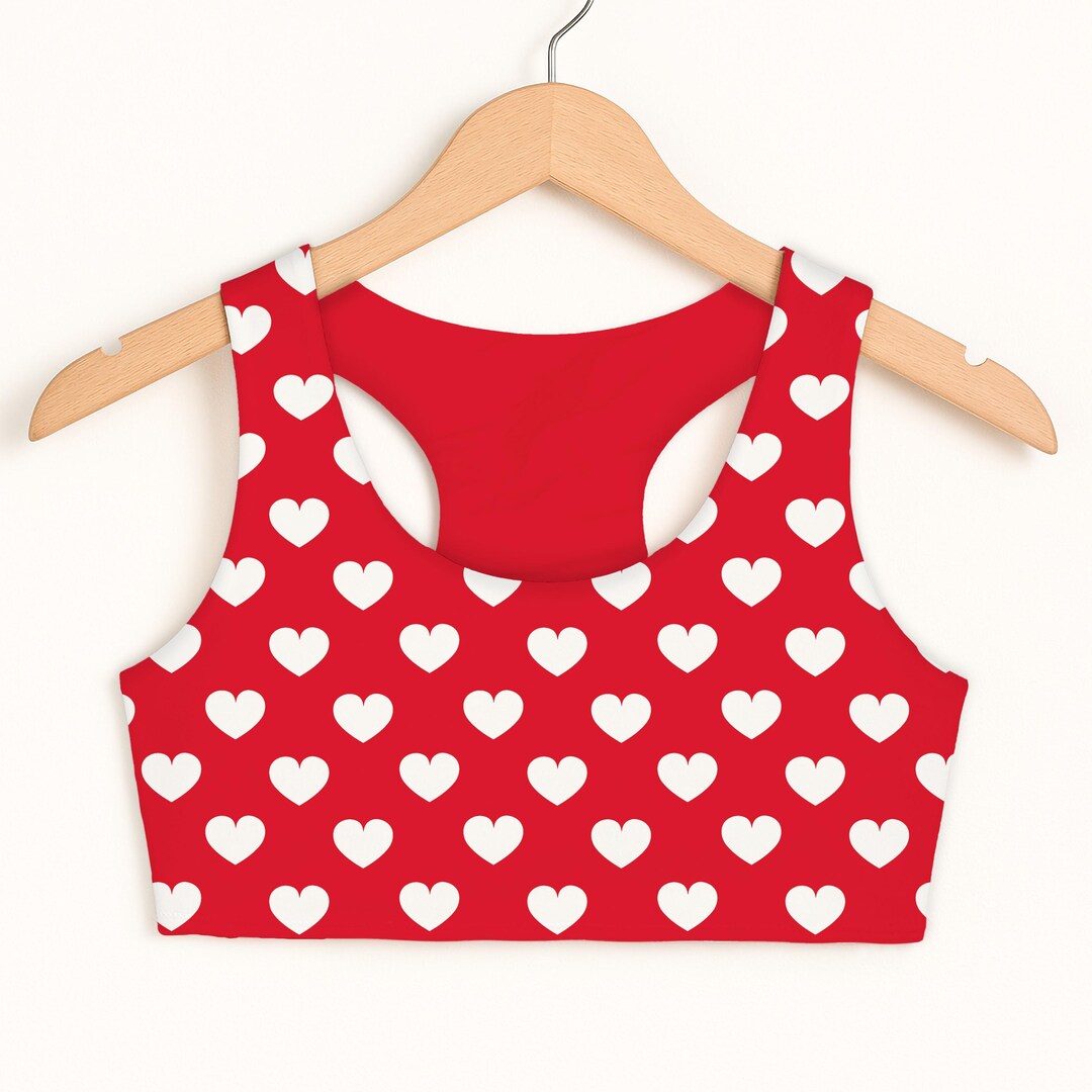 Girls Red Heart Sports Bra, Kids Valentine Dance Top, Youth Gymnastics ...