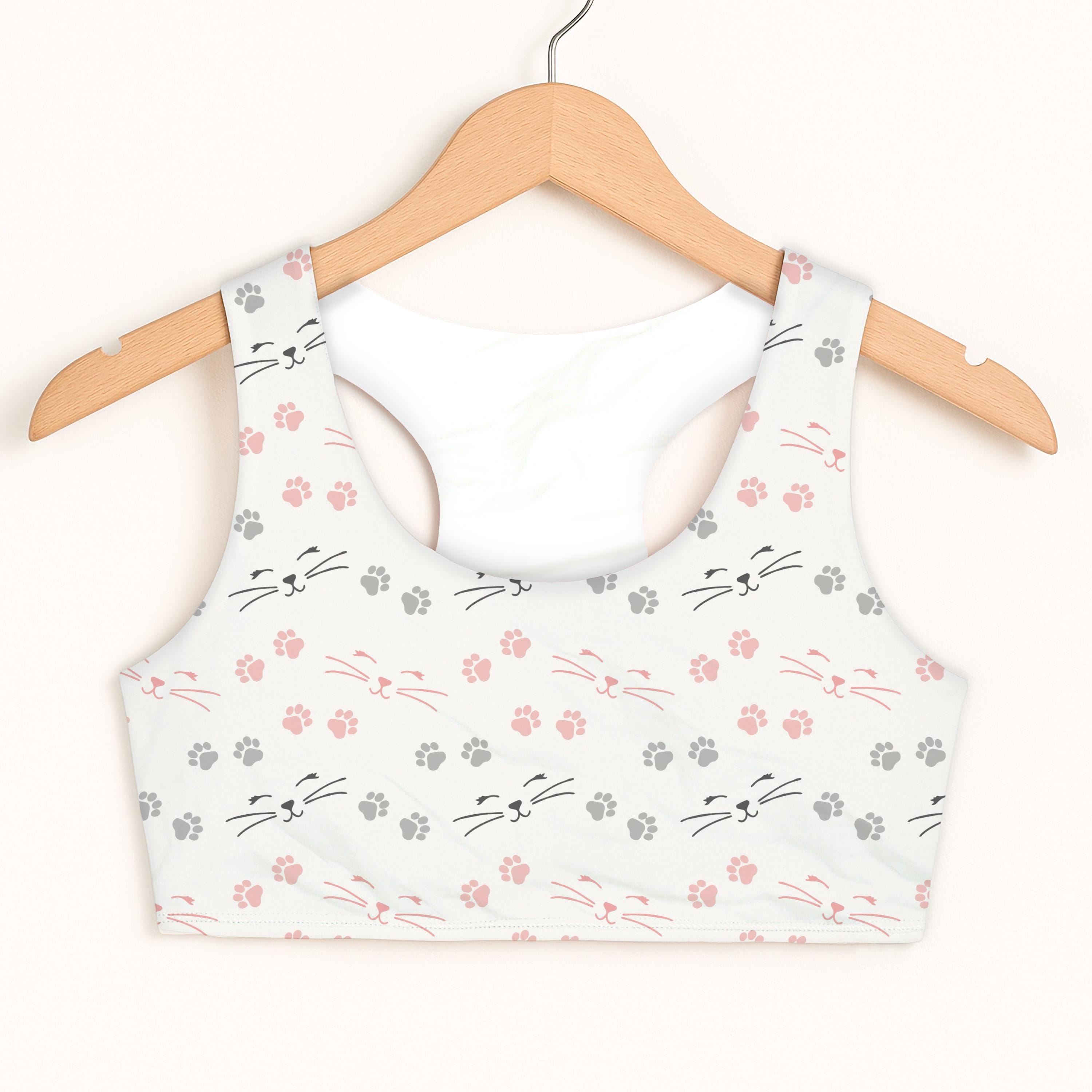 Girls Kitten Sports Bra, Cat Paw Print Activewear - Etsy