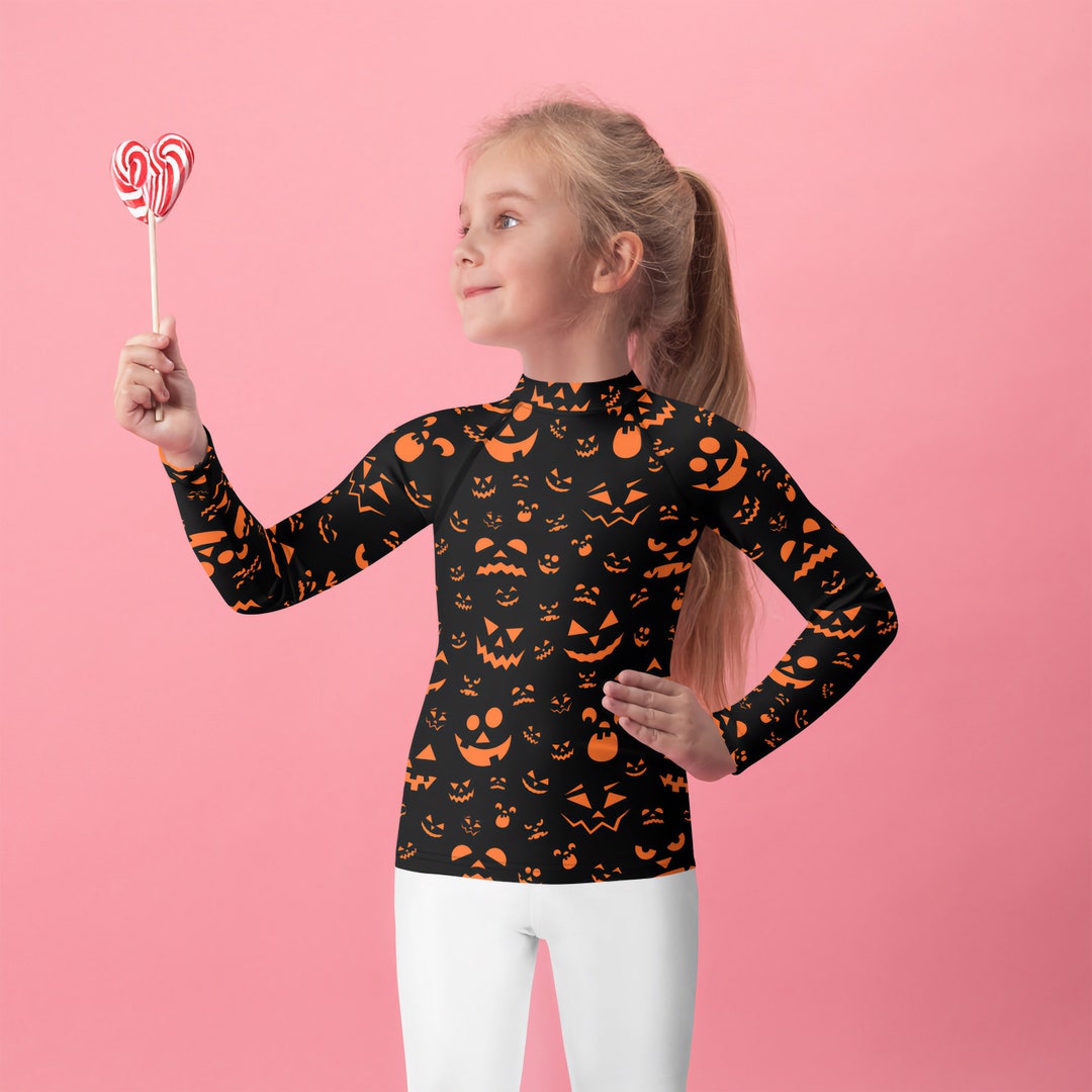 Jack-o'-lantern Halloween Rash Guard: UPF 50+ Sun Protection Swim Shirt ...