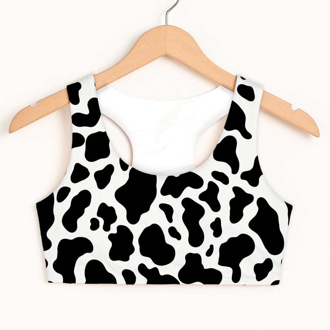 Girls Cow Print Racerback Sports Bra: Farm Animal Activewear - Etsy