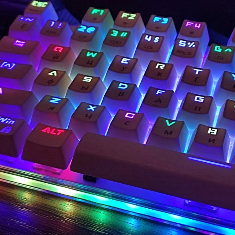 87 Keys RGB Wired Mechanical Keyboard USB Wired Red/blue Switches Laser ...