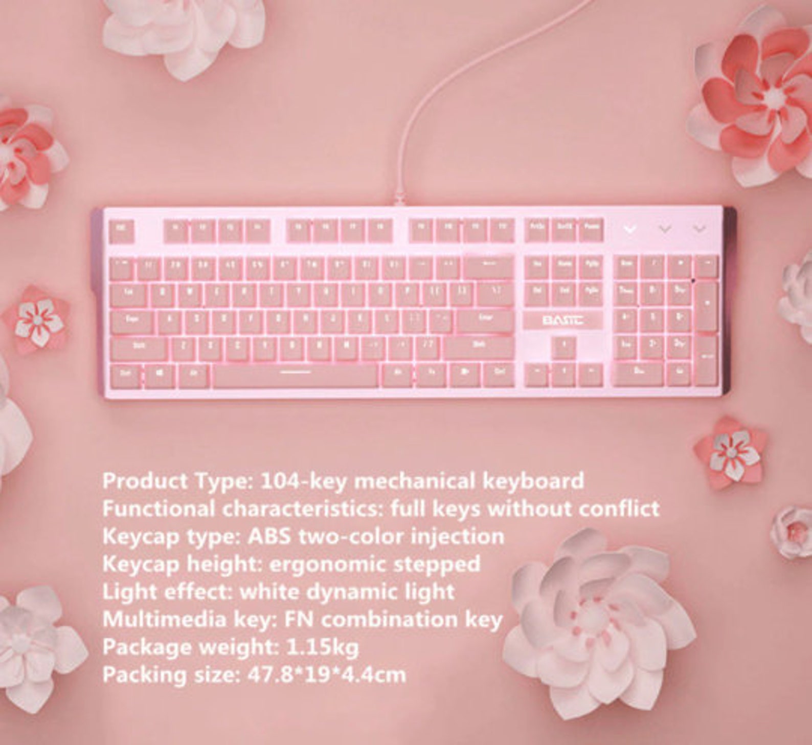 Backlight Gaming Mechanical Wired Keyboard 104-key USB Interface Blue ...