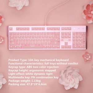 Backlight Gaming Mechanical Wired Keyboard 104-key USB Interface Blue ...