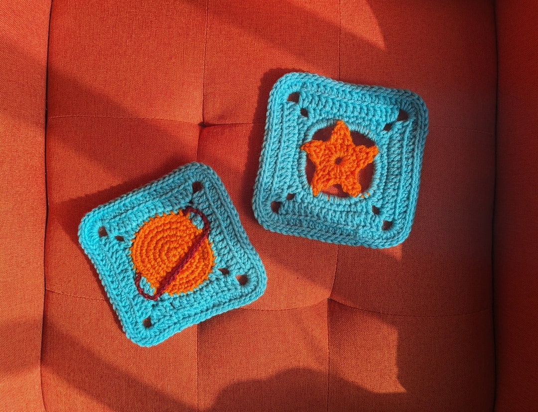 Planet and Star Granny Square Motif Pattern - Celestial Starpack - Etsy