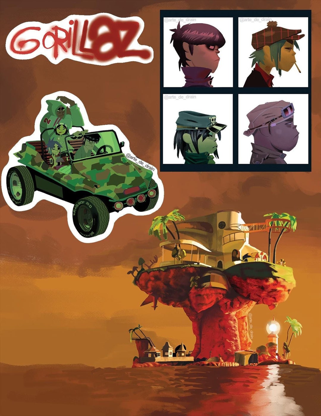 Gorillaz Sticker Sheet - Etsy