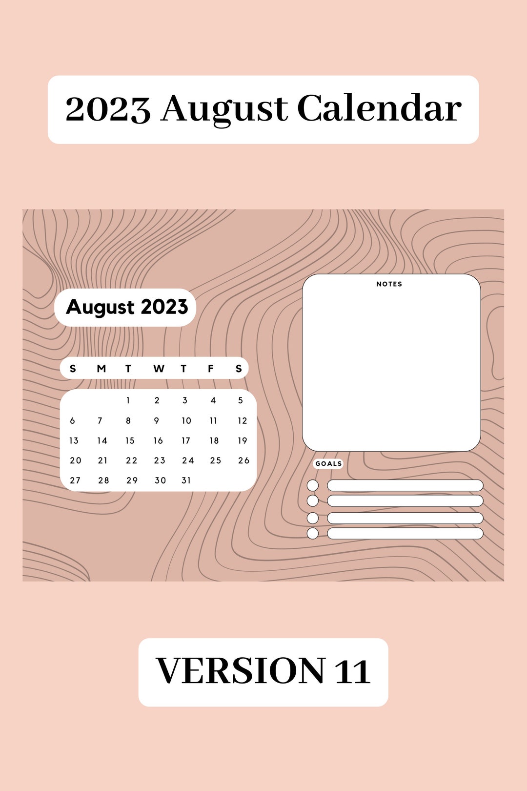 PRINTABLE August 2023 Calendar Printable Wall Calendar 2023 Calendar ...