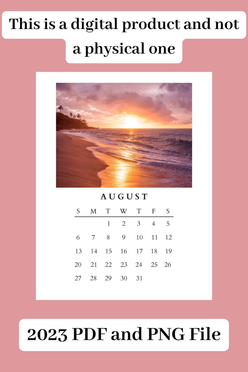 PRINTABLE August 2023 Calendar Printable Wall Calendar 2023 - Etsy