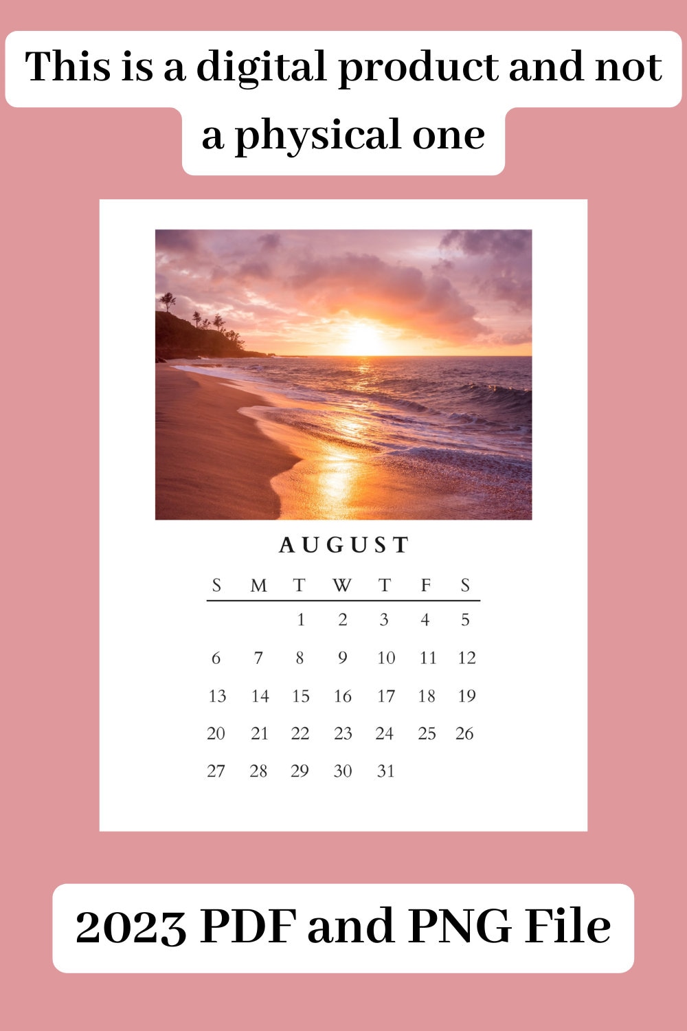 PRINTABLE August 2023 Calendar Printable Wall Calendar 2023 - Etsy