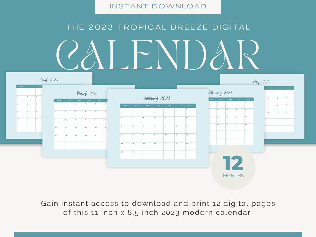 2023 Calendar Tropical Breeze Edition - Digital Calendar for the Year ...