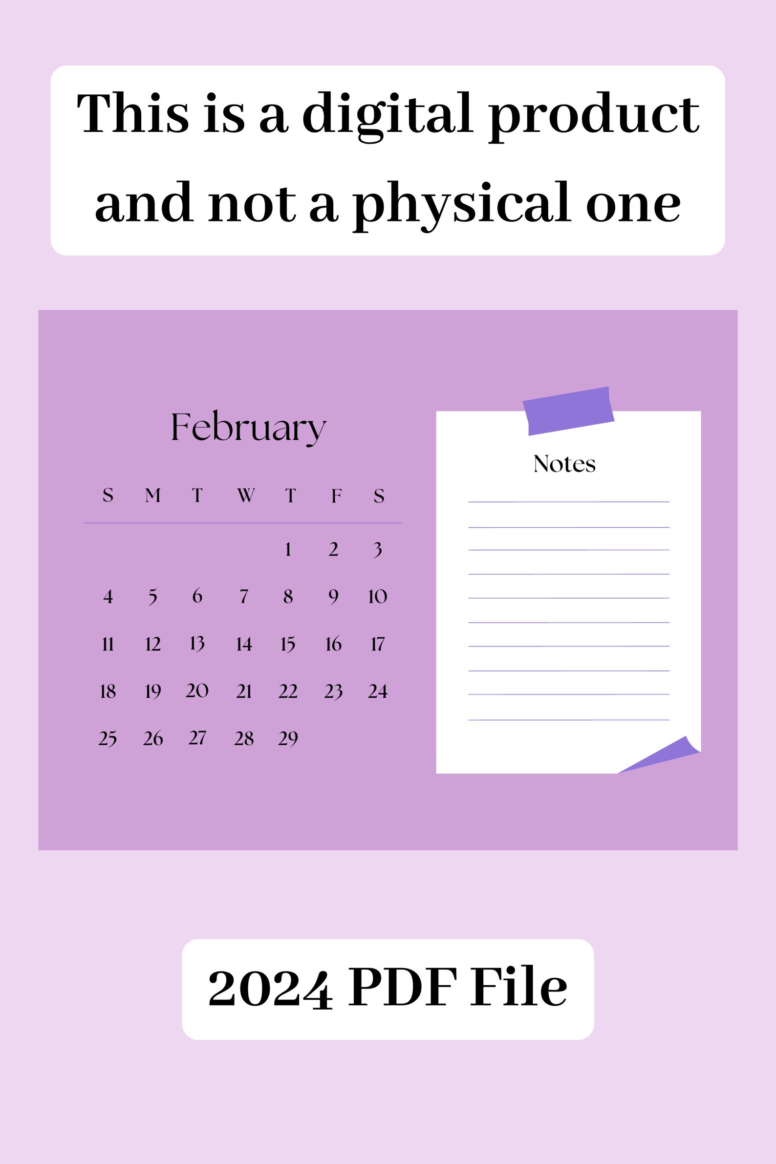 2024 Calendar Printable PDF Digital Download File 12 Months 2024 ...
