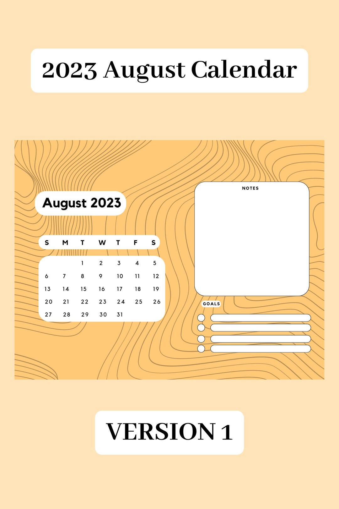PRINTABLE August 2023 Calendar Printable Wall Calendar 2023 - Etsy