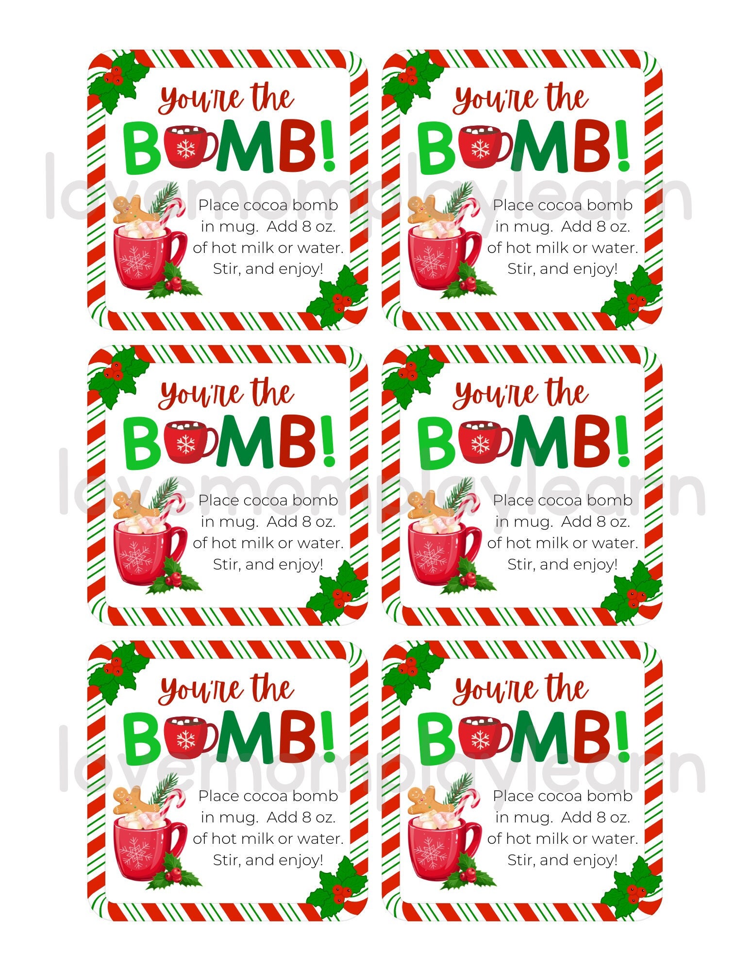 Cocoa Bomb Printable Tag - Etsy