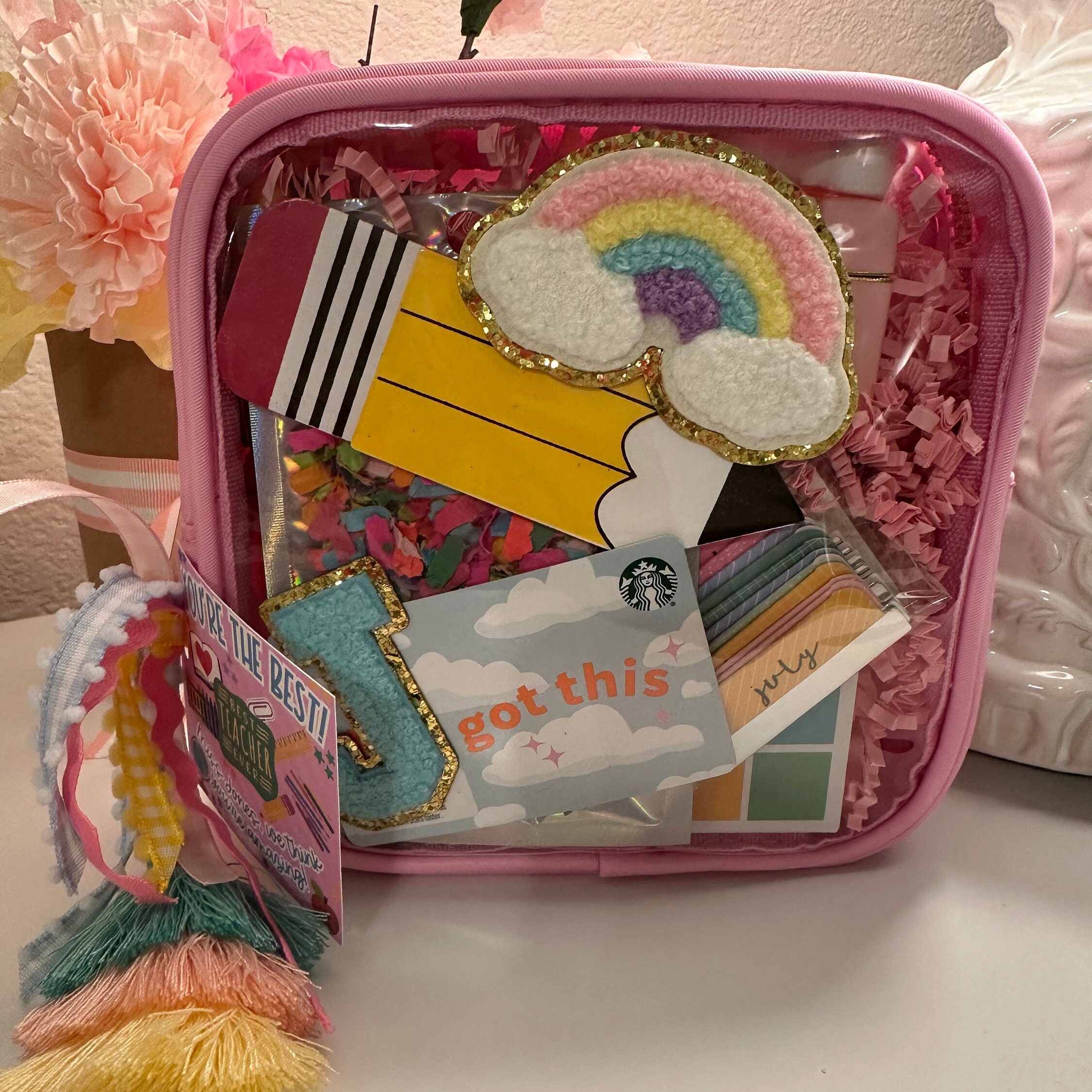 Pink Teacher Appreciation Gift Printable Label Tag With School Supply ...