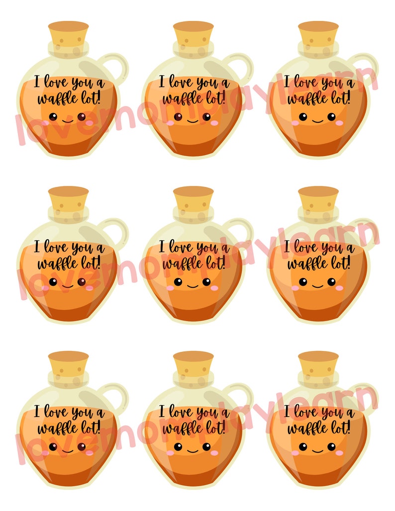 Printable Downloadable Valentine Gift Tags I Love You a Waffle Lot! - Etsy
