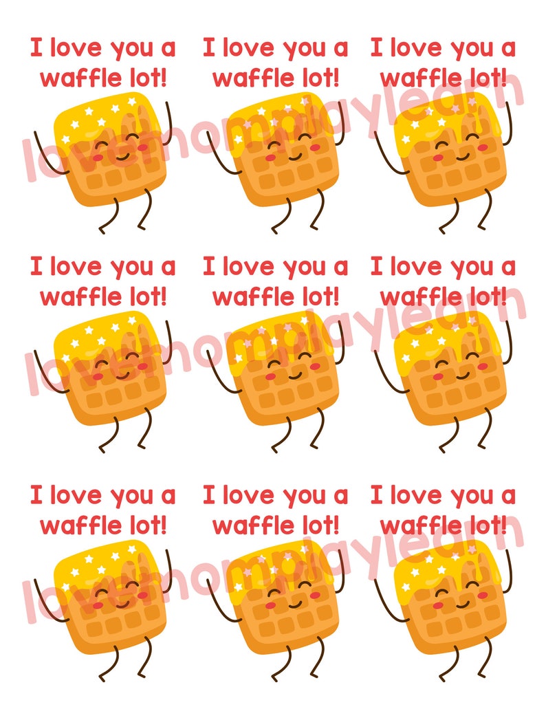 Printable Downloadable Valentine Gift Tags I Love You a Waffle Lot! - Etsy