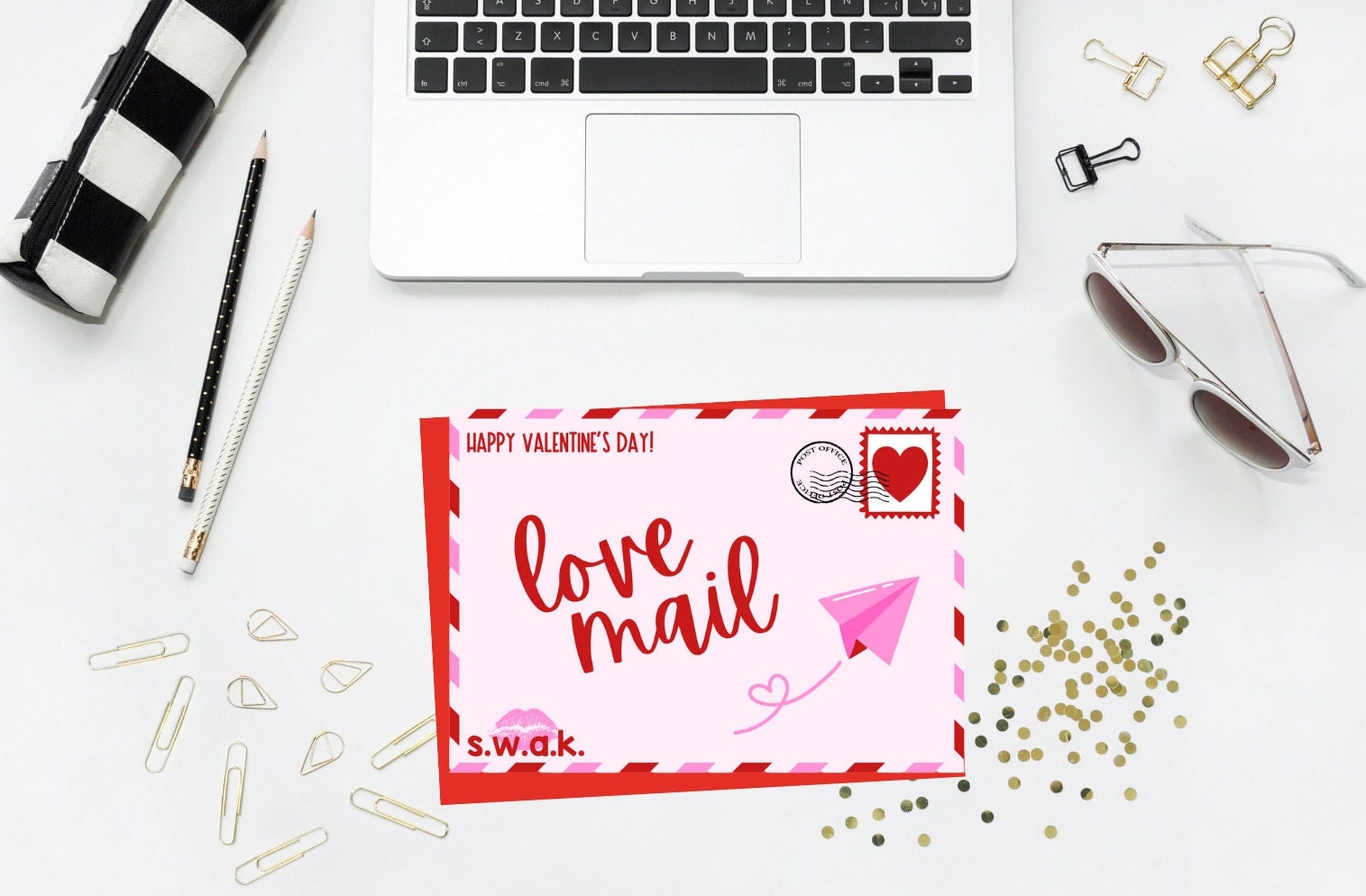 Valentine's Day Gift Tag Note Card Instant Printable Download Sticker ...