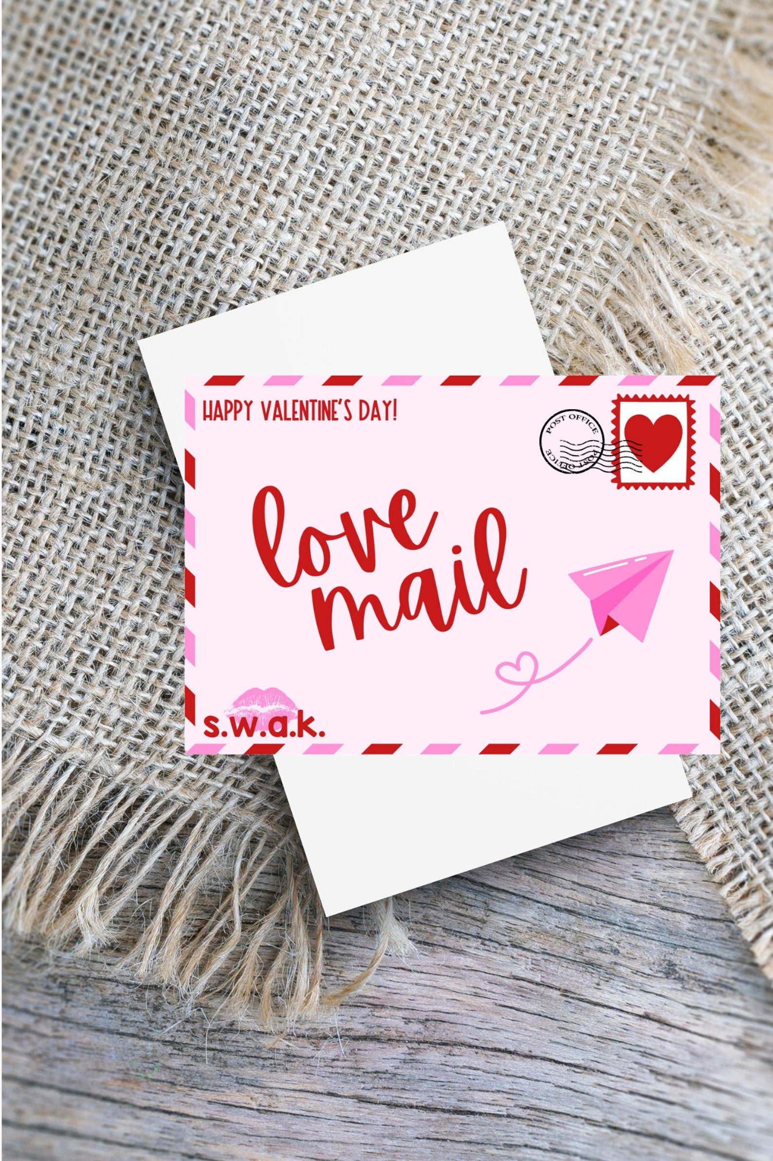 Valentine's Day Gift Tag Note Card Instant Printable Download Sticker ...