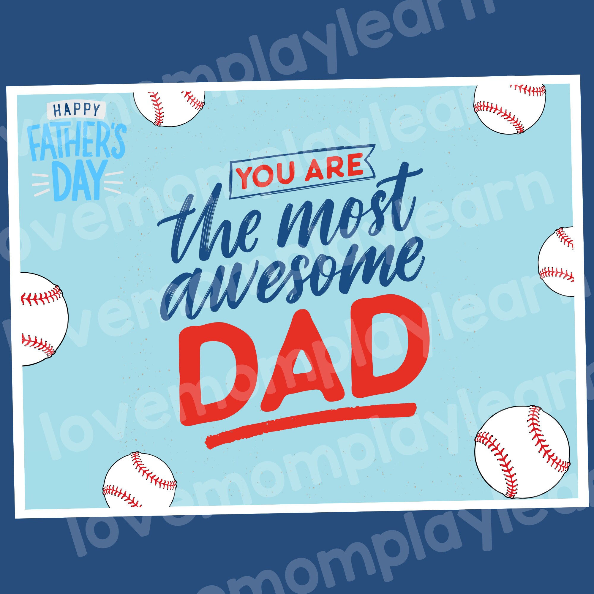 Baseball Happy Father's Day Card Sign Banner - Etsy.de