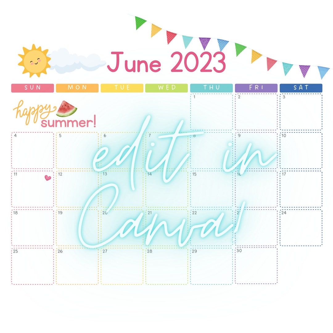 Cheerful Rainbow Pennant Template Calendar 2023 - Etsy