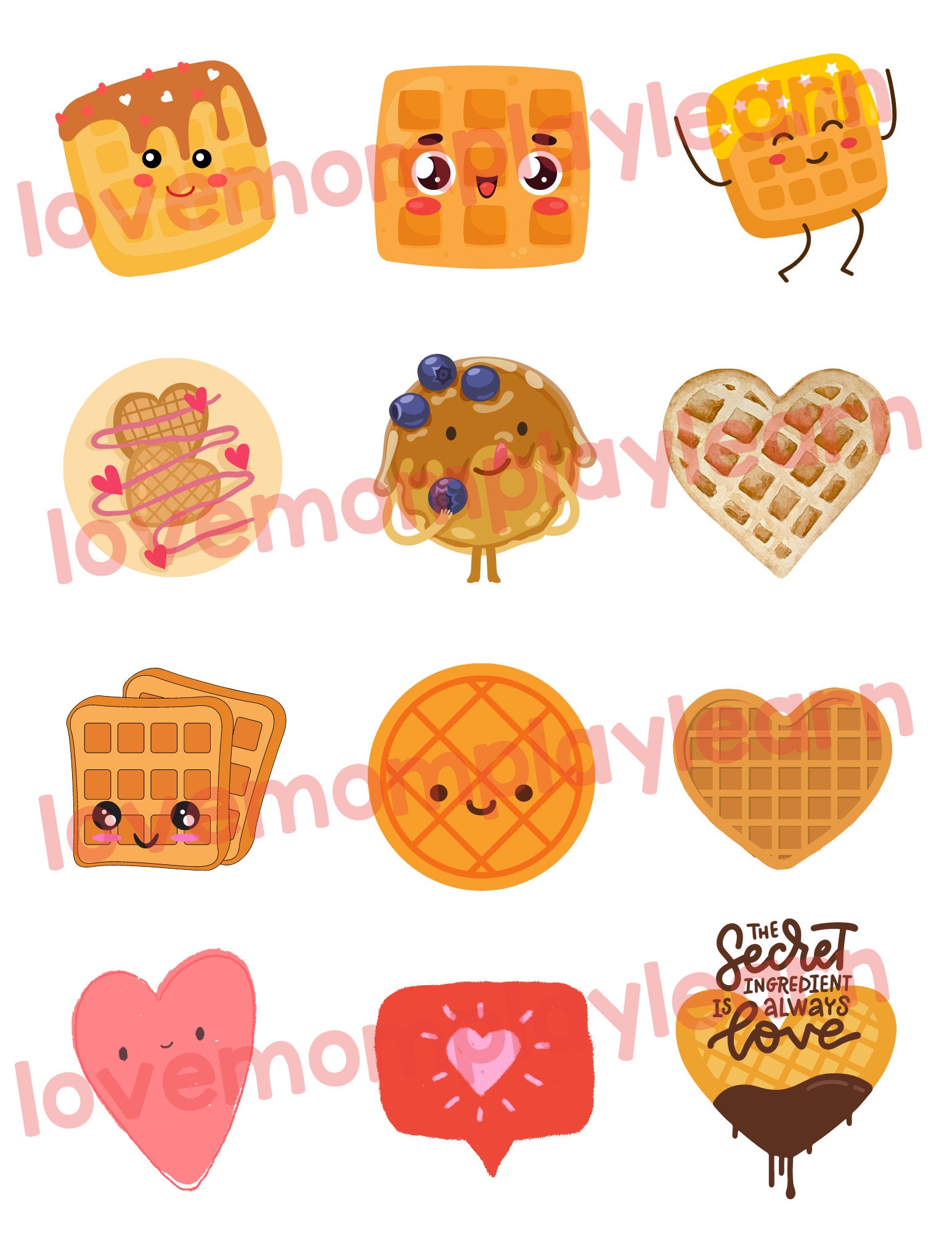 Printable Downloadable Valentine Gift Tags I Love You a Waffle Lot! - Etsy