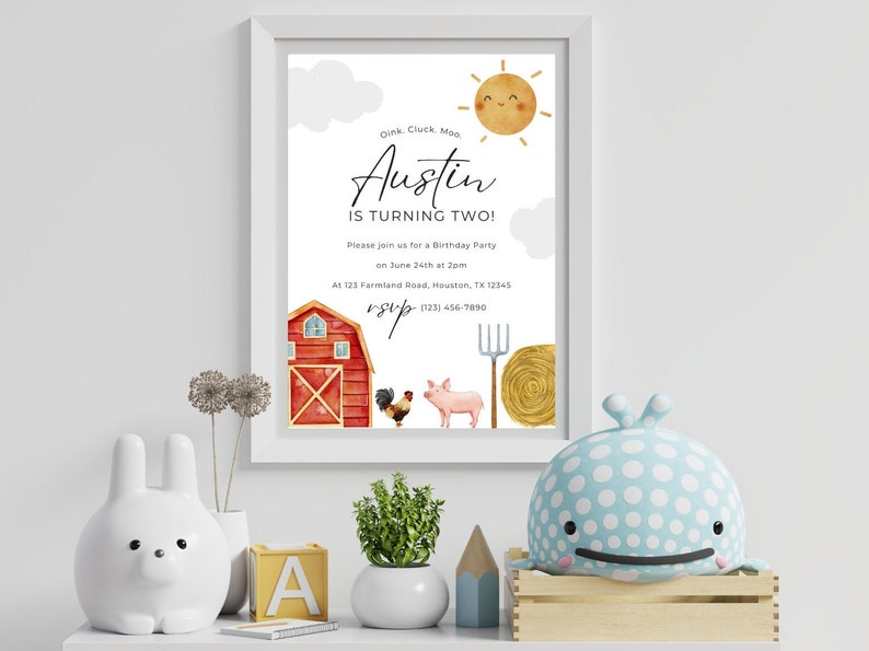 Farm Animal Barn Birthday Party Invitation Announcement - Etsy