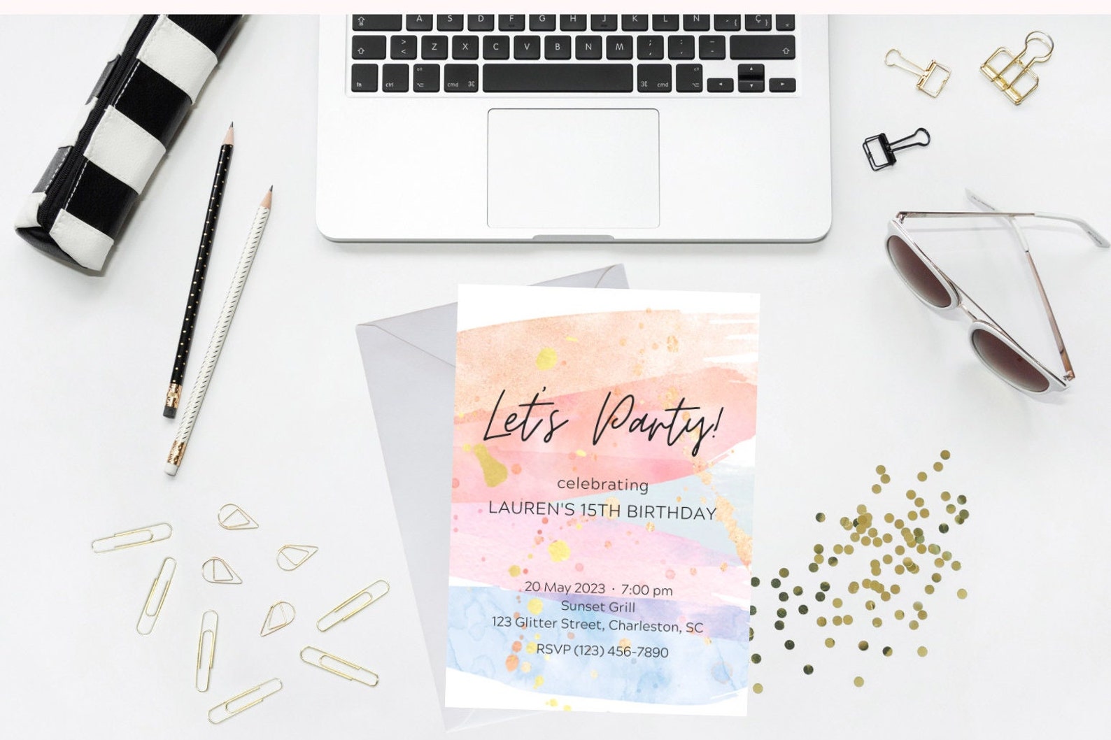 Rainbow Watercolor Pastel Birthday Party Invitation Announcement - Etsy