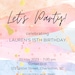 Rainbow Watercolor Pastel Birthday Party Invitation Announcement - Etsy