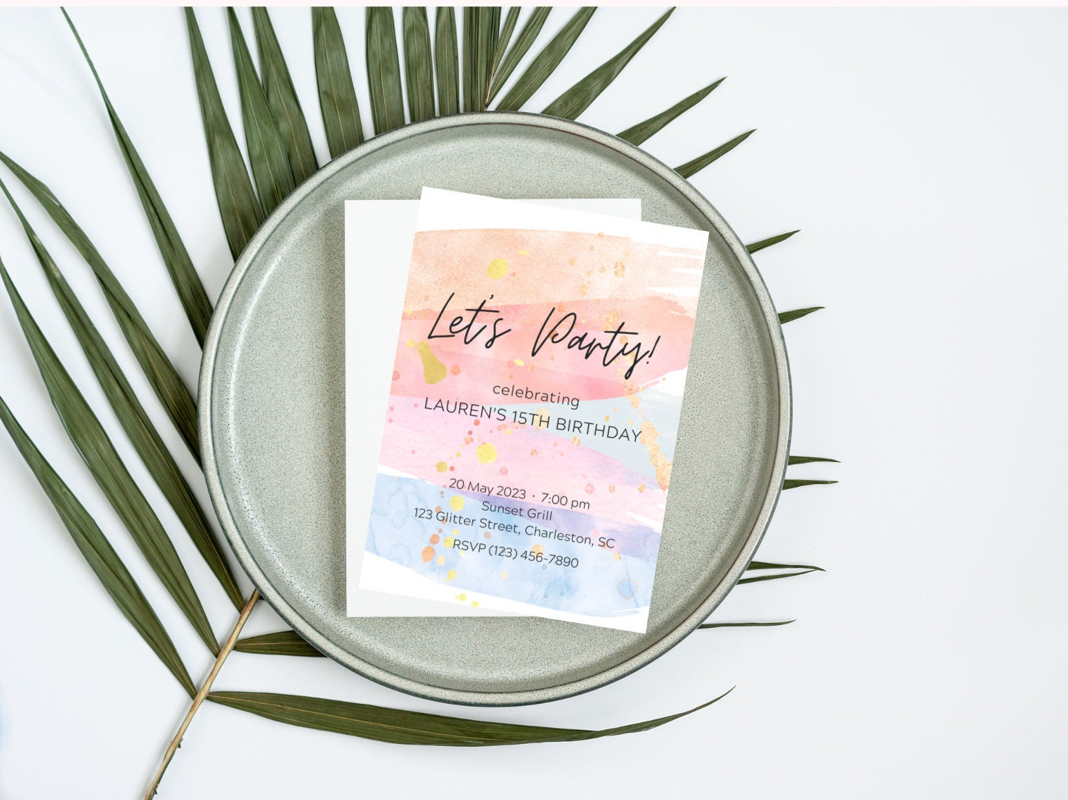 Rainbow Watercolor Pastel Birthday Party Invitation Announcement - Etsy