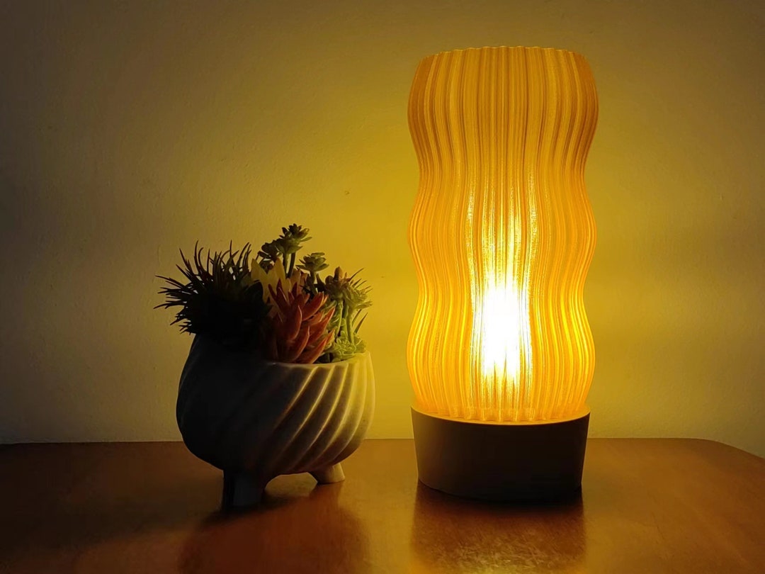 Wavy X AMBER Table Lamp_3d Printed With 99% Recycled Plastic LED Lamp ...