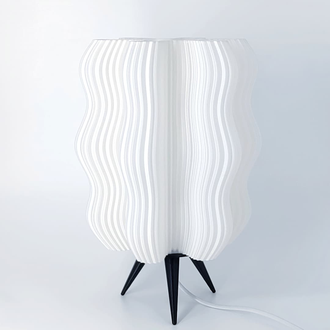 Wavy Lamp - Retor Amber- 3D Printed Lamp, Funky Lamp, Sculptural Lamp ...