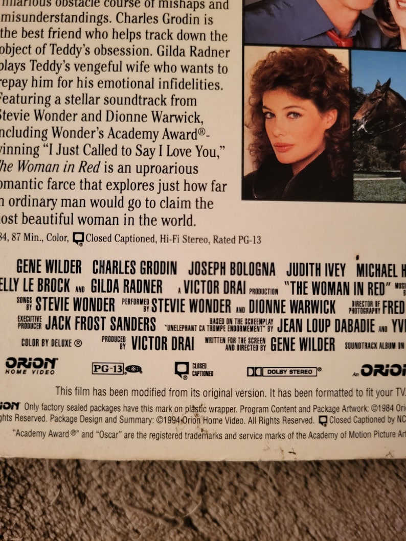 The Woman in Red VHS - Kelly Le Brock - Debut Movie. With Gene Wilder N ...