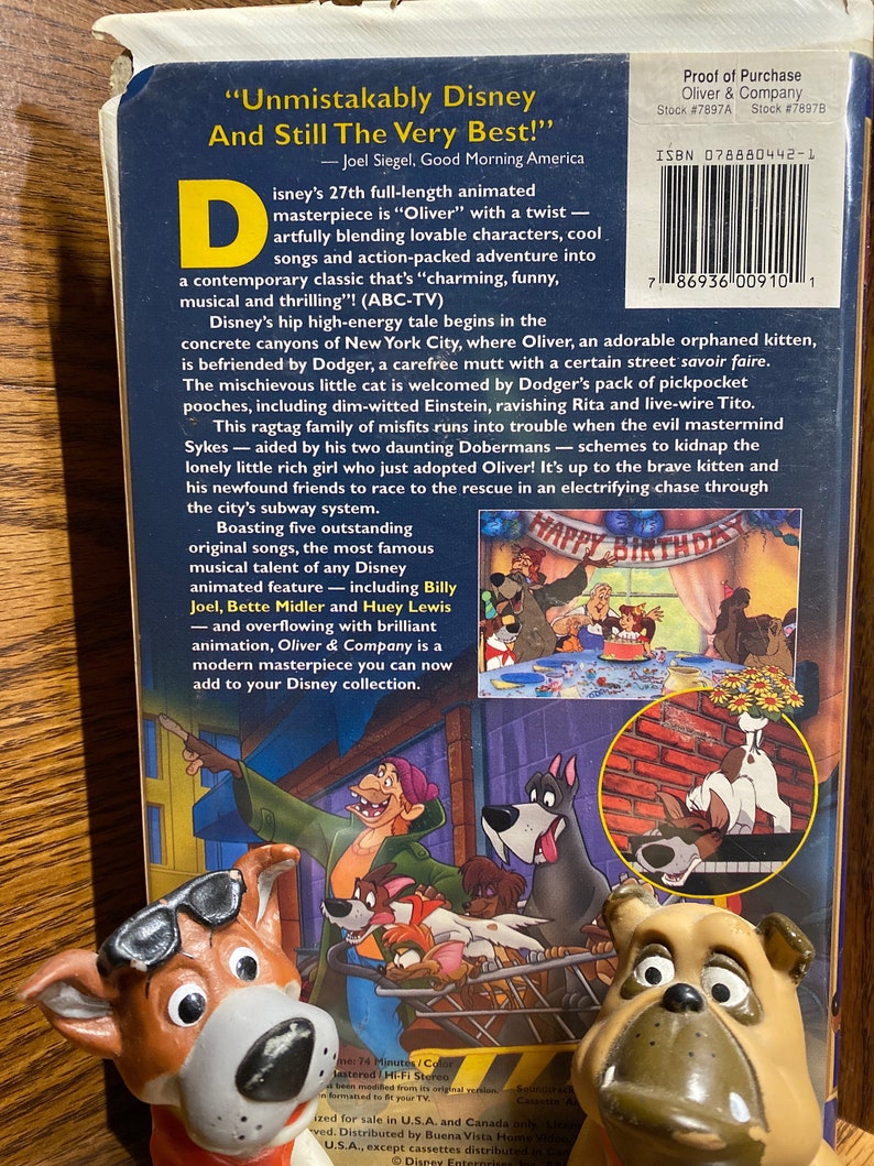Oliver and Company, 1988 Finger Puppets and VHS - Etsy