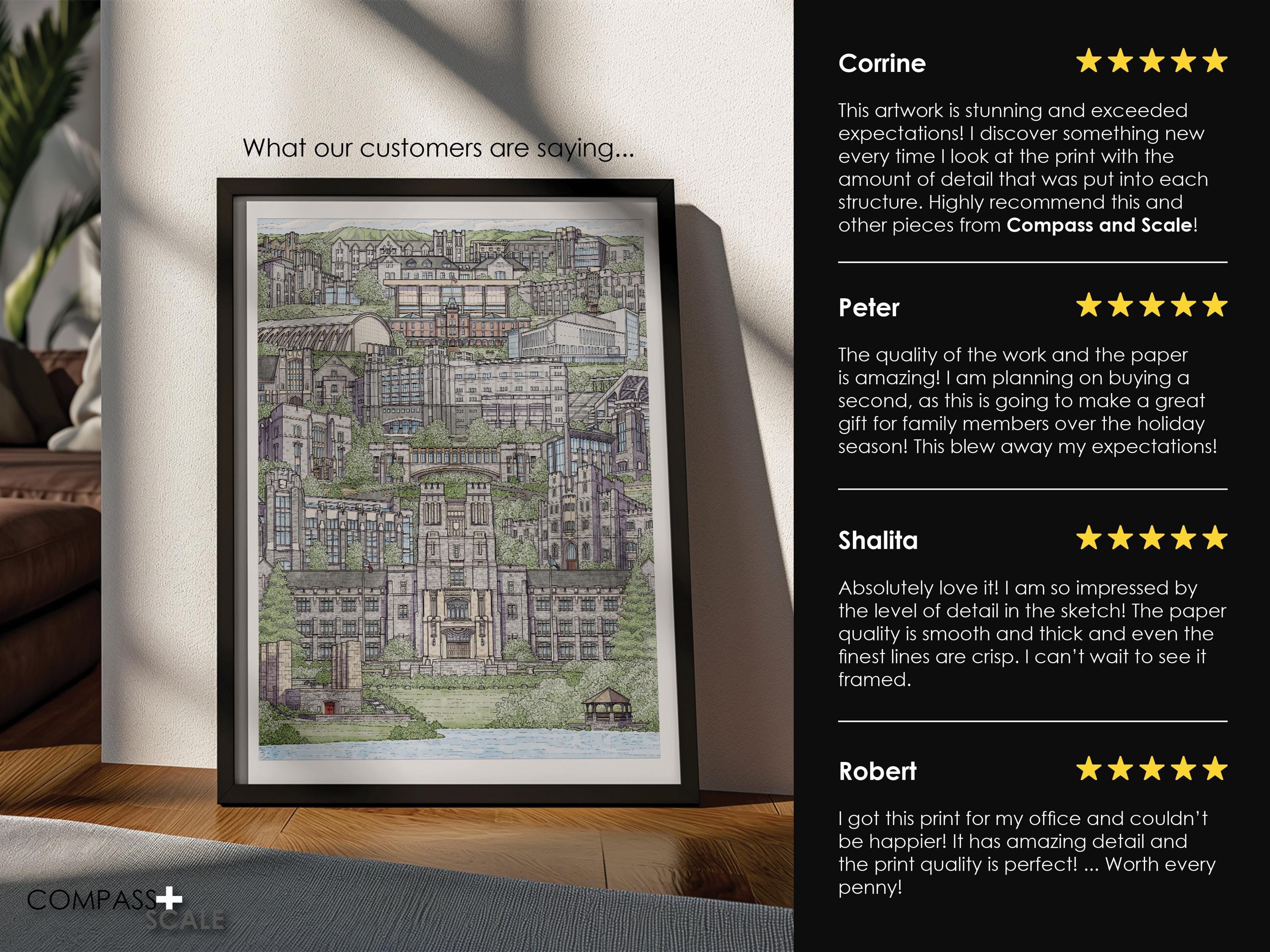 Virginia Tech in Color - Architecture Illustration - Skyline - Art ...