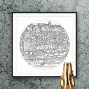 Budapest, Hungary Fine Art Architecture Cityscape Illustration Skyline ...