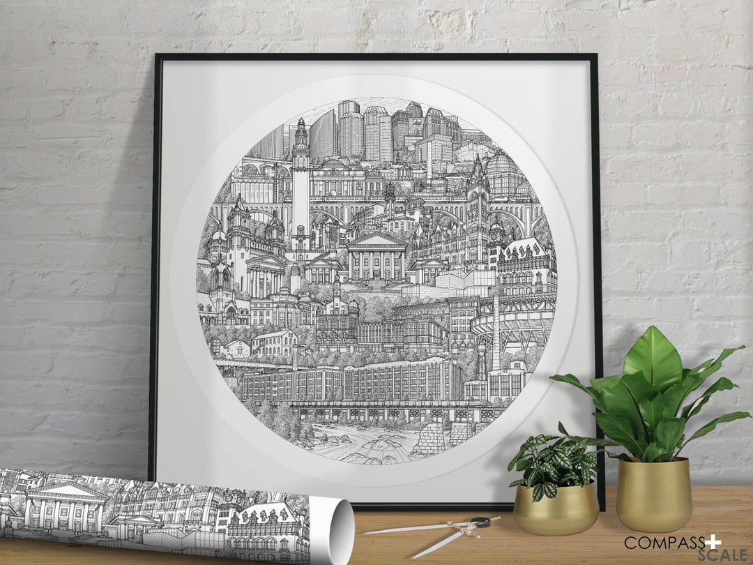 Richmond, VA Art Print - Hand-drawn Architecture Illustration - Black ...