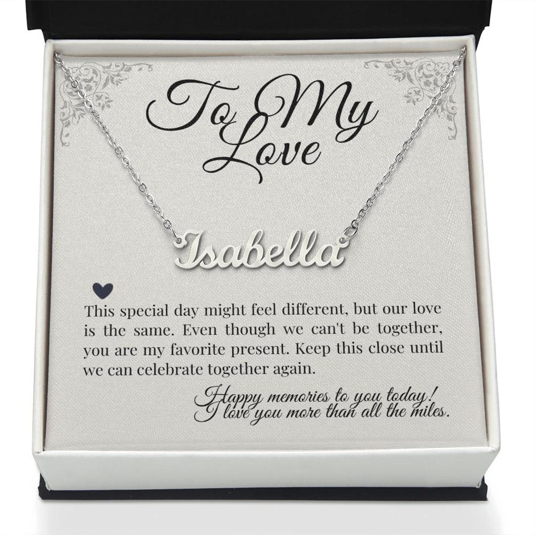 First Christmas Apart Gift, LDR Girlfriend Necklace, Custom Name ...