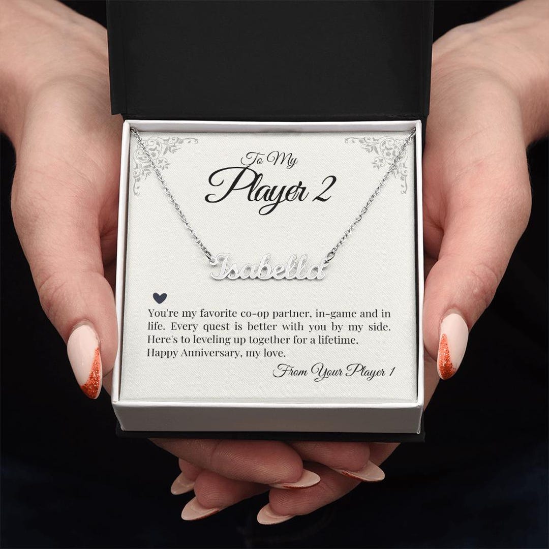 Gamer Girlfriend Gift, Custom Name Necklace, Anniversary Message Card ...