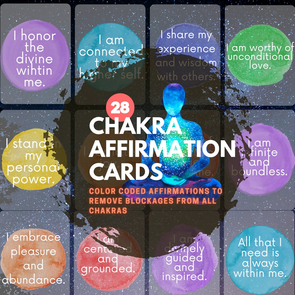 Chakra Affirmation Cards I Am Affirmations Printable - Etsy