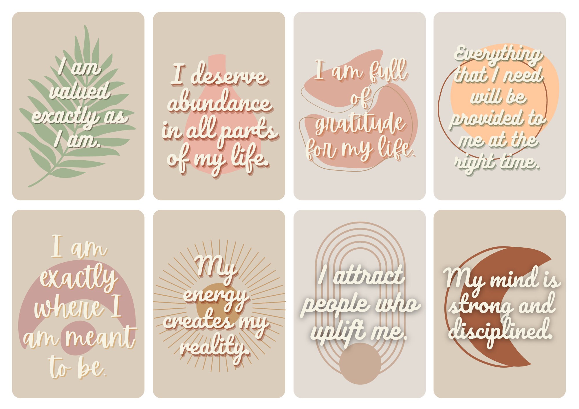 Positive Affirmation Cards for Women, Vision Board Printables, Digital ...