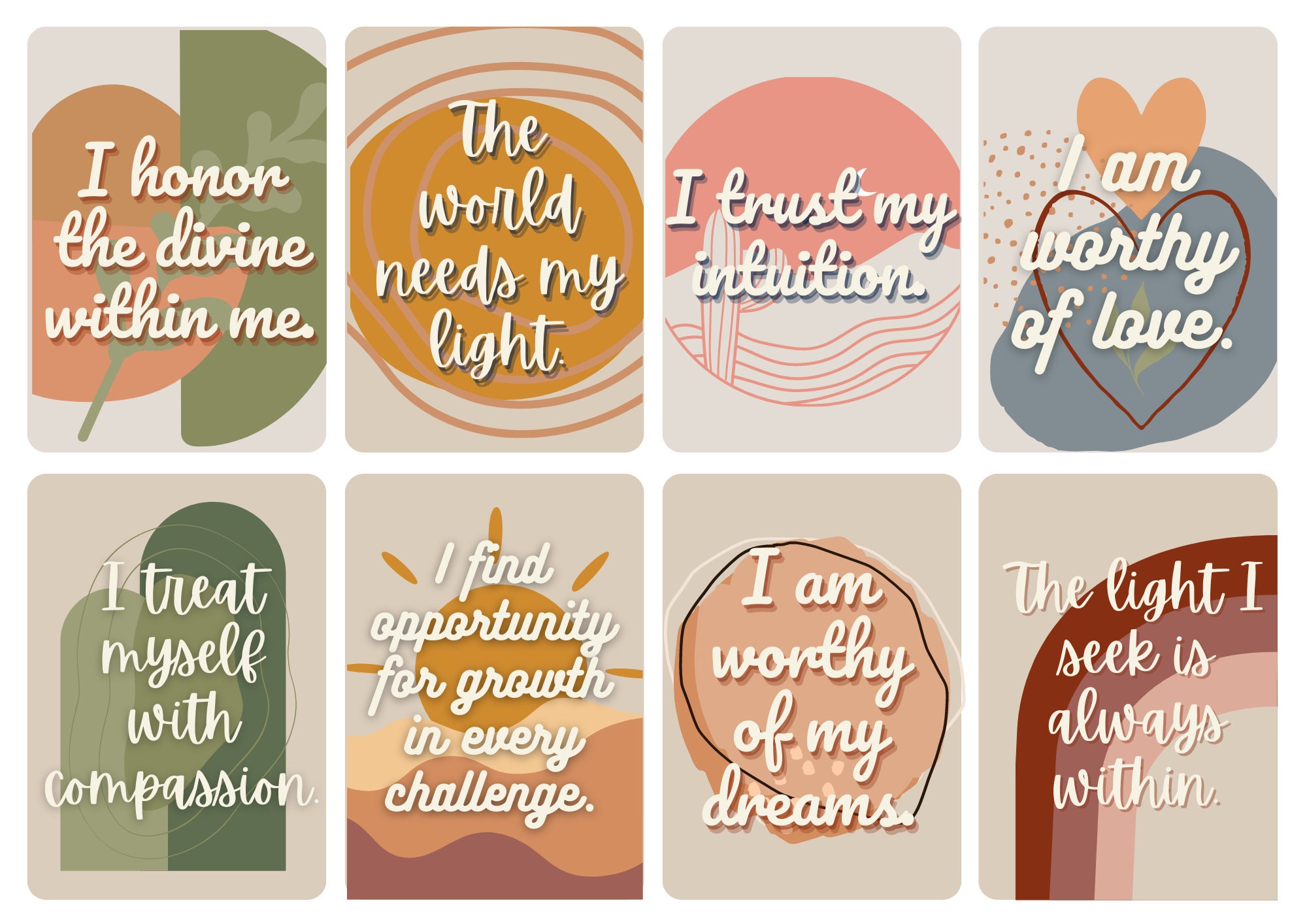 Positive Affirmation Cards for Women, Vision Board Printables, Digital ...