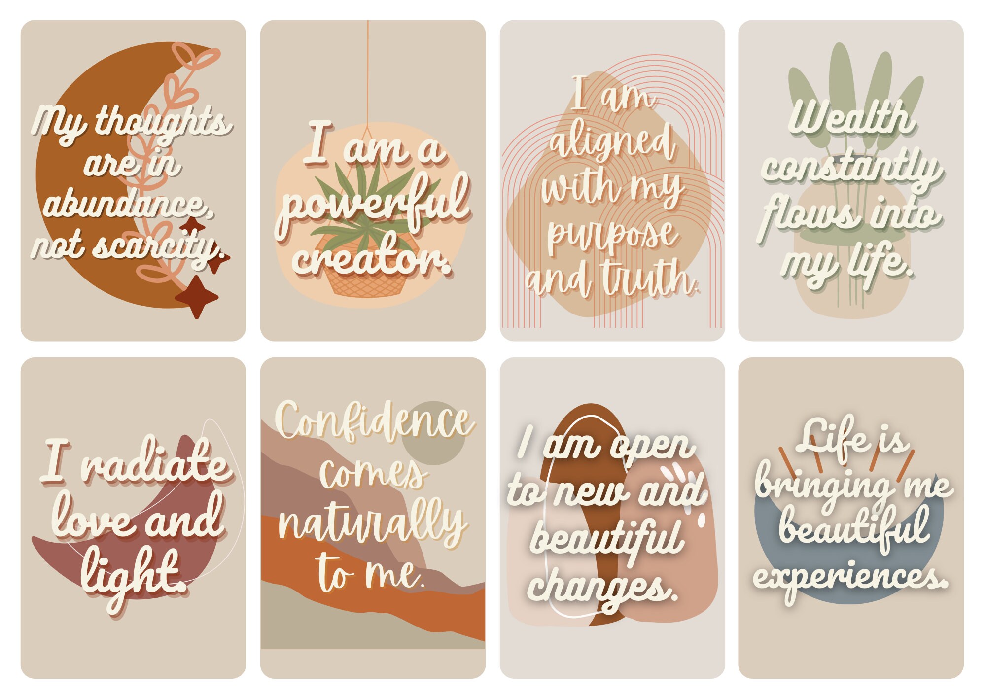 Positive Affirmation Cards for Women, Vision Board Printables, Digital ...