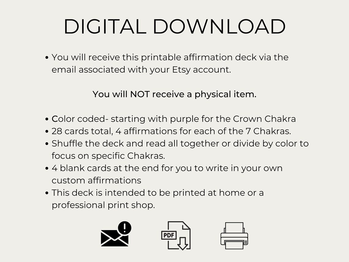 Chakra Affirmation Cards, I Am Affirmations, Printable Affirmation Deck ...