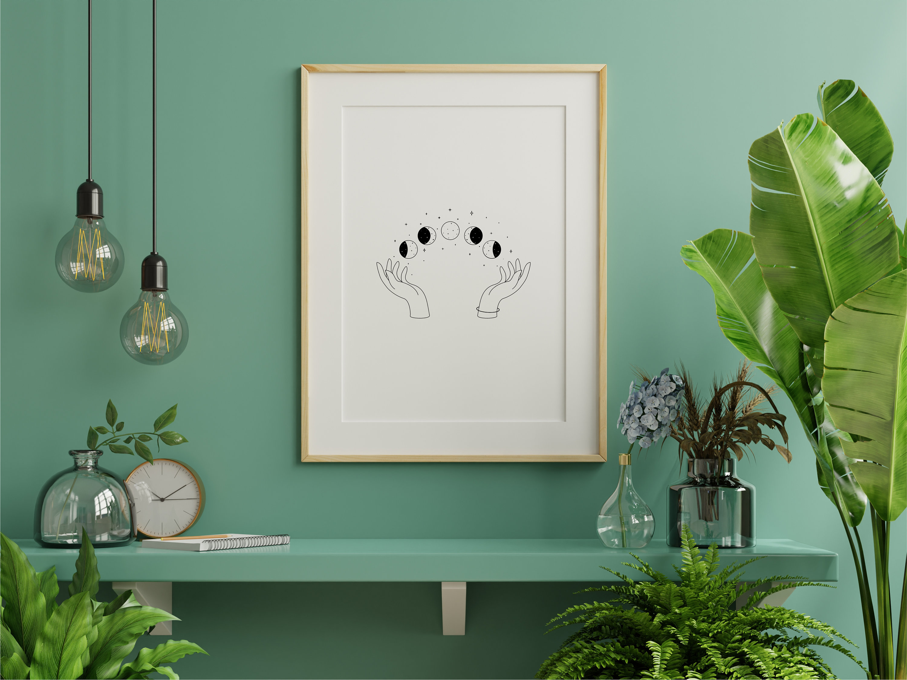 Moon Printable, Spiritual Wall Art, Moon Phases Wall Art, Moon Phase ...