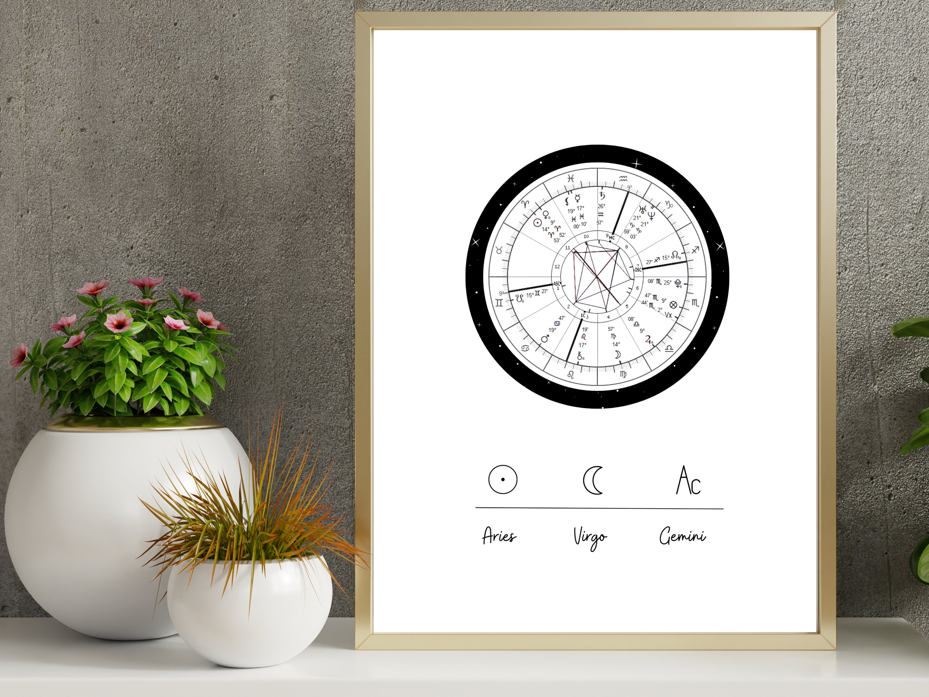 Personalized Big Three Chart, Custom Natal Chart, Astrology Chart ...