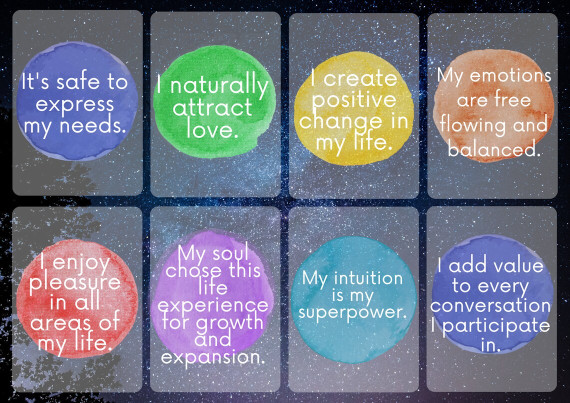 Chakra Affirmation Cards, I Am Affirmations, Printable Affirmation Deck ...