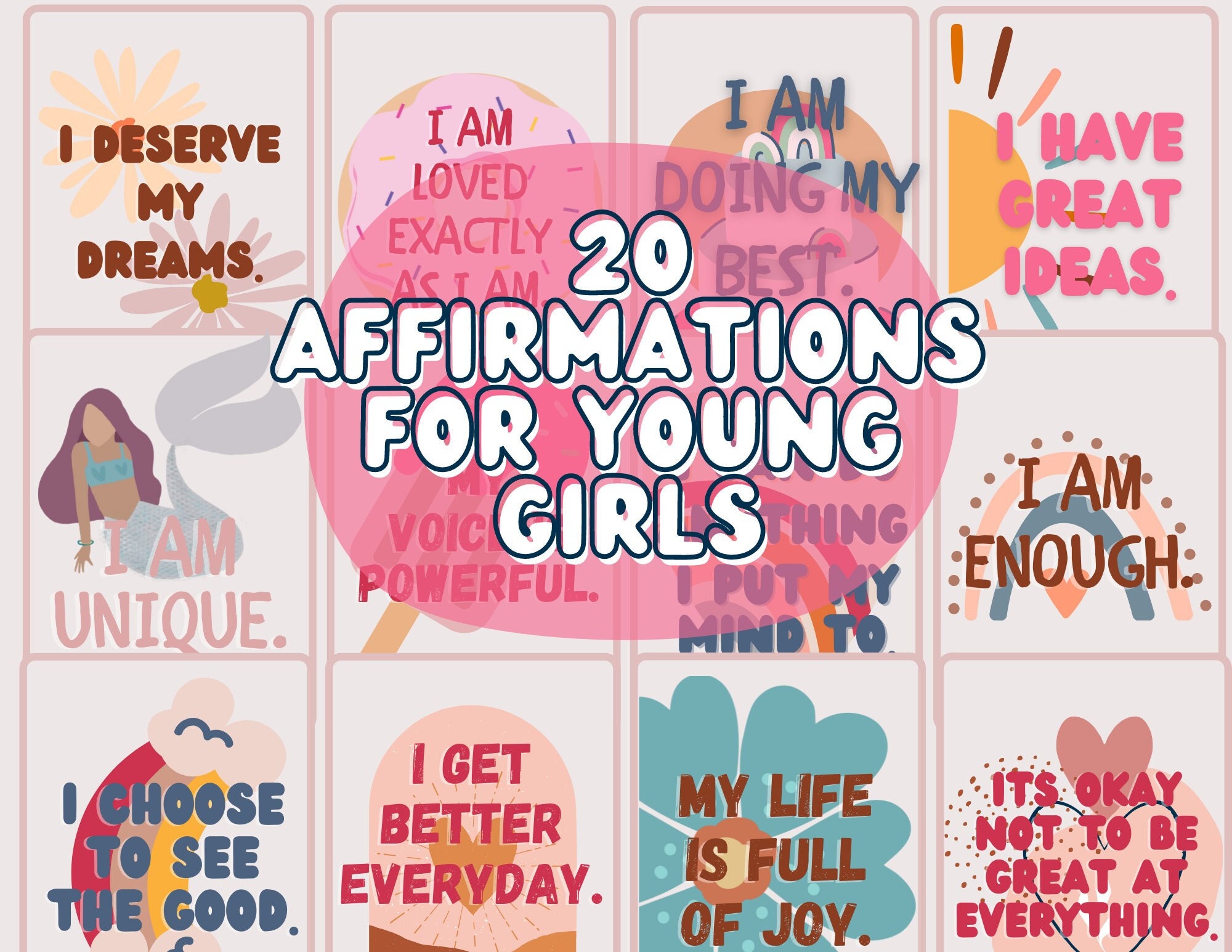 Affirmation Cards for Girls Affirmation Cards Printable - Etsy