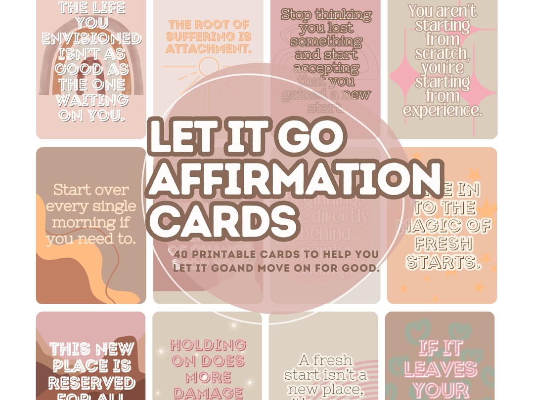 Printable Affirmation Cards for Women, Let It Go Affirmation Cards, Digital Affirmation Cards ...
