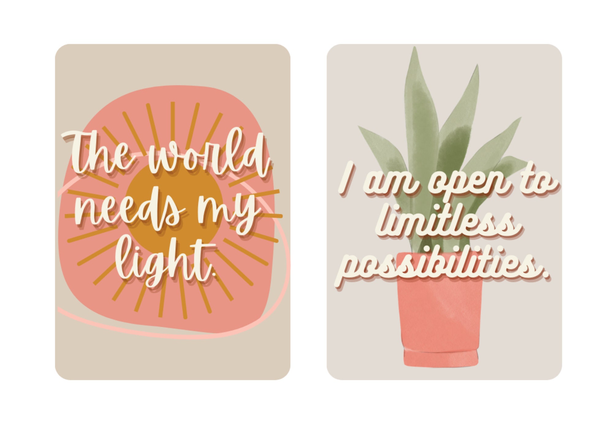 Positive Affirmation Cards for Women, Digital Affirmation Cards, Boho ...