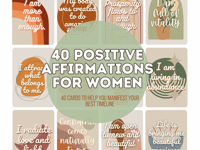 Positive Affirmation Cards for Women, Vision Board Printables, Digital ...