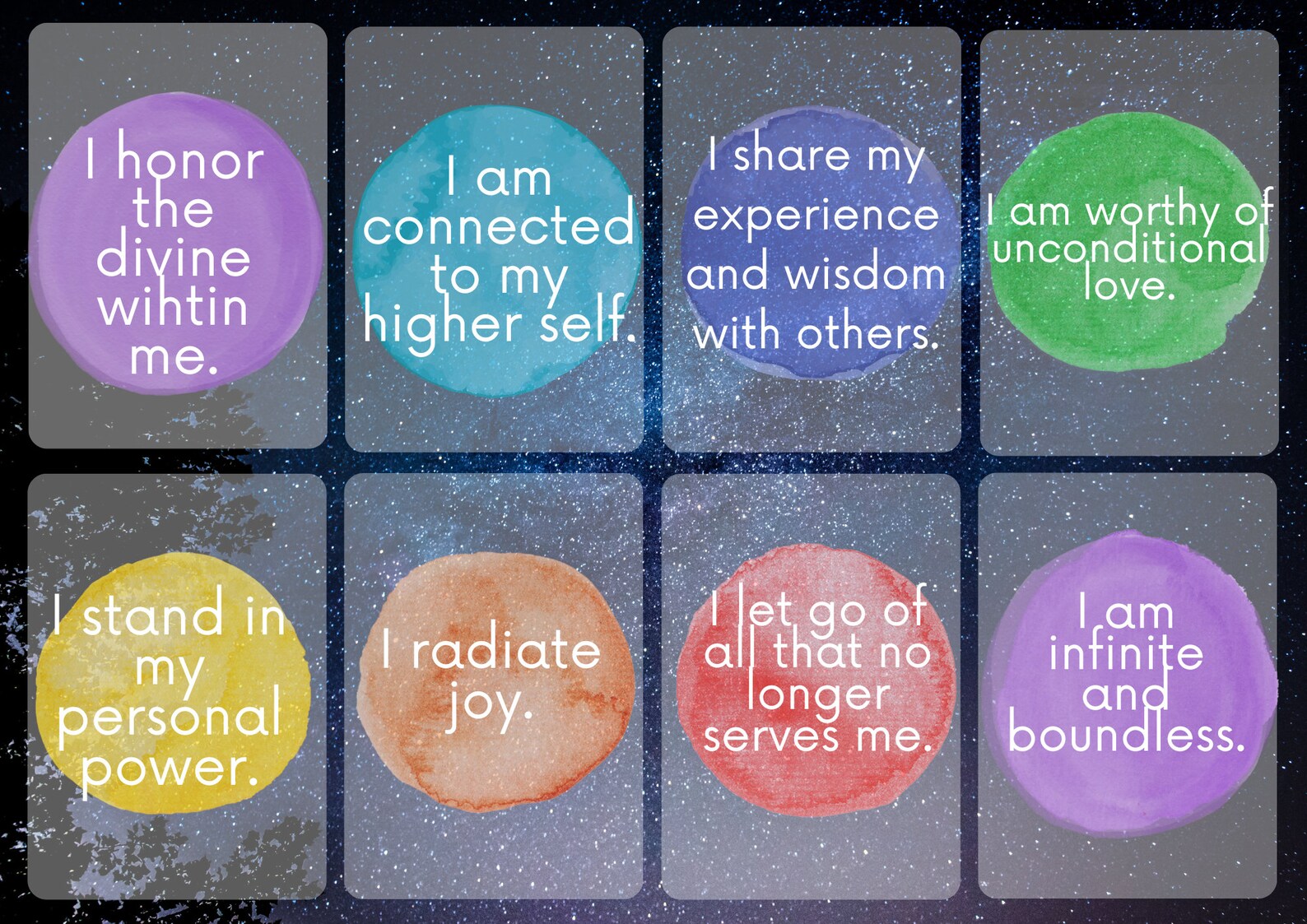 Chakra Affirmation Cards, I Am Affirmations, Printable Affirmation Deck ...